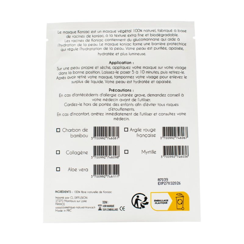 Masque visage au konjac 100% naturel au collagène - Cosmétique Naturel ...