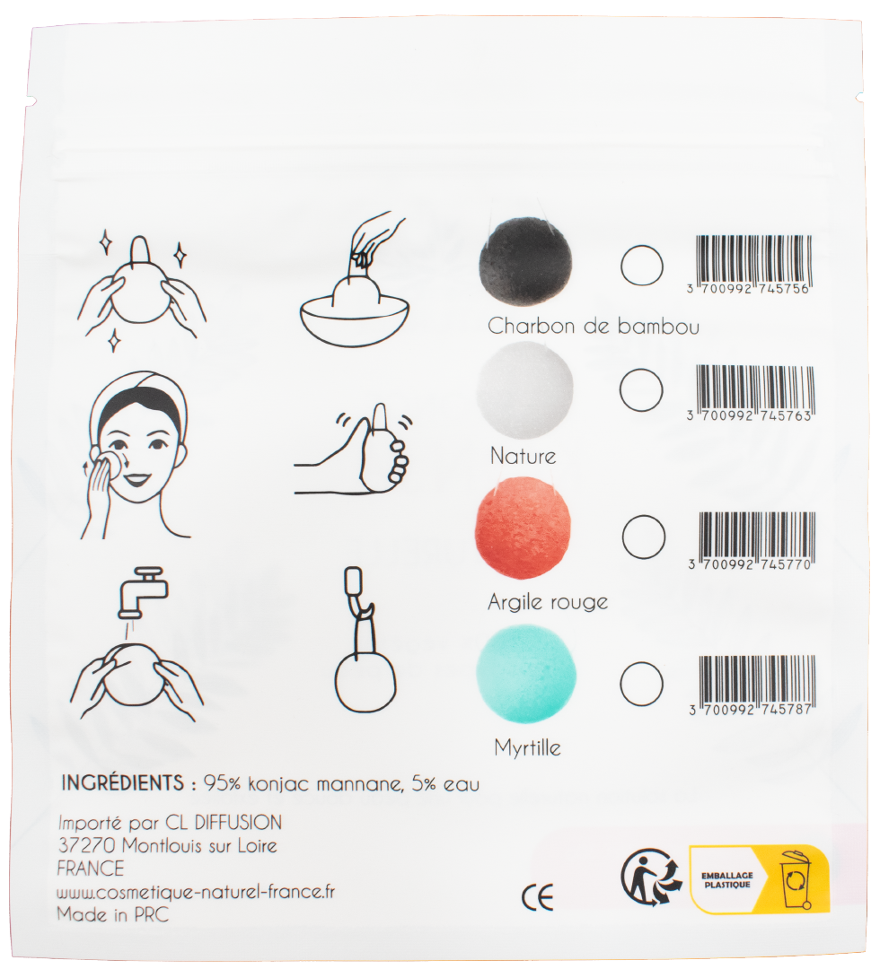 Eponge konjac classique - Eponge naturelle en fibre de konjac